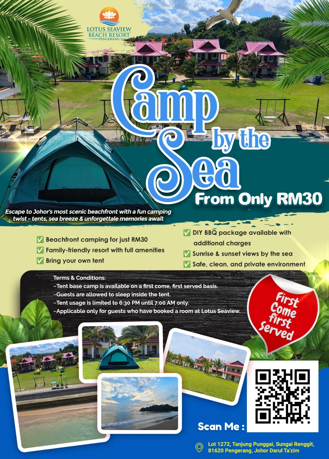 Camp by the Sea — Lotus Seaview Beach Resort, Pengerang